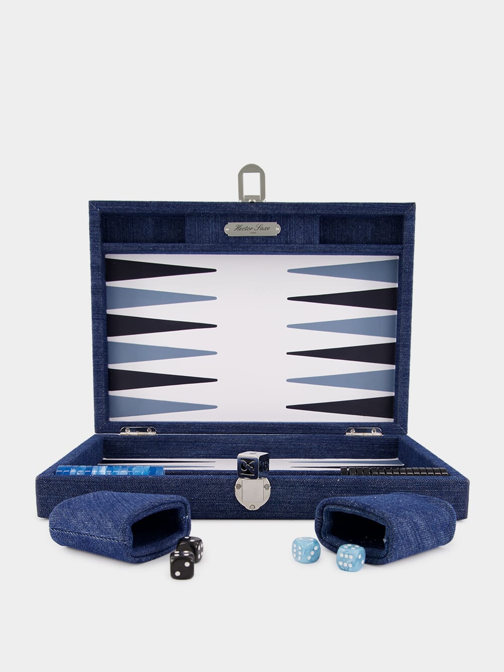 Hector Saxe Paris Blue Denim Medium Daniel Backgammon | Fashion Clinic