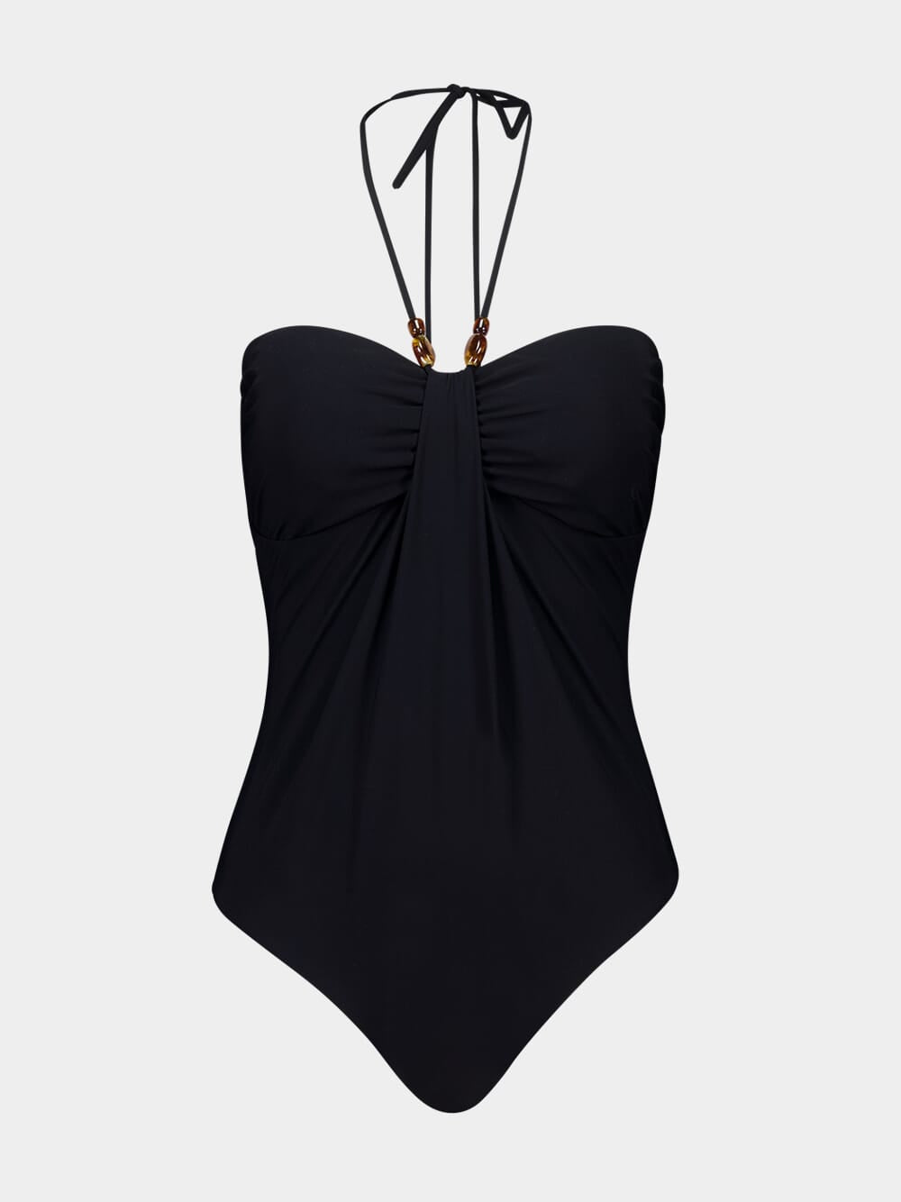 Zimmermann Black Wylie Drape Halter One-Piece Swimsuit | Fashion Clinic