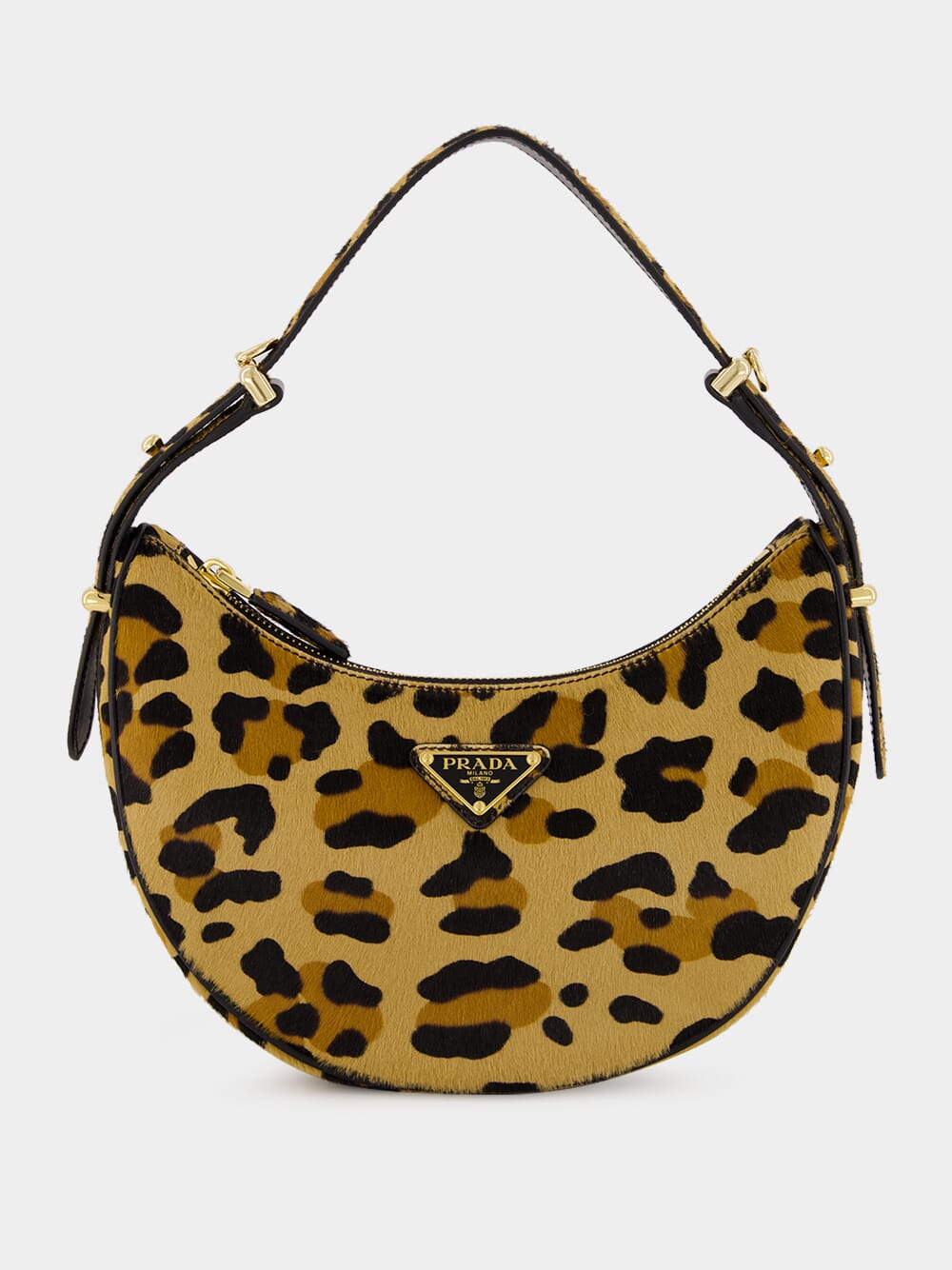 Prada Leopard Print Arqué Leather Shoulder Bag | Fashion Clinic