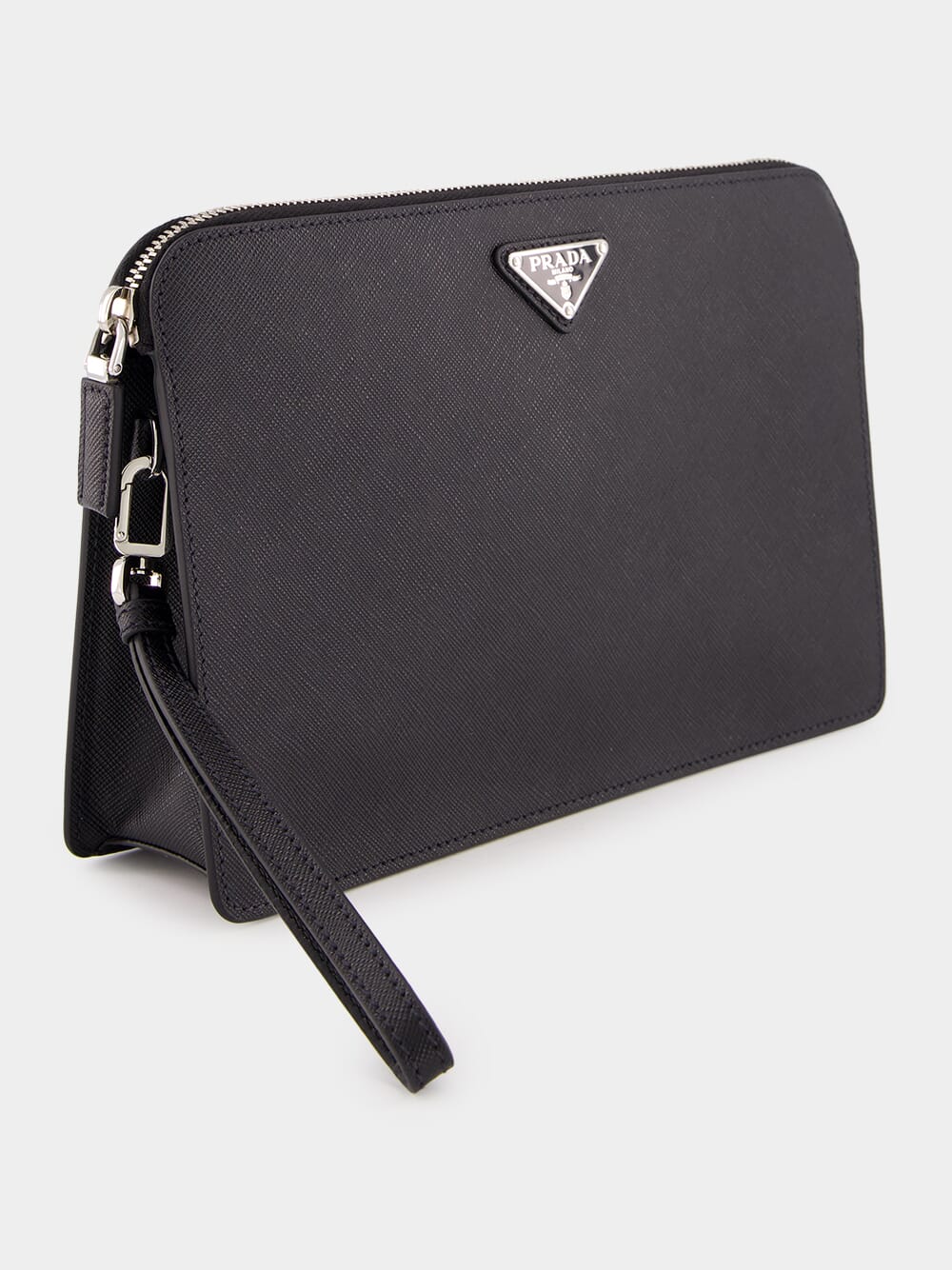 Prada Saffiano Leather Zipper Pouch | Fashion Clinic