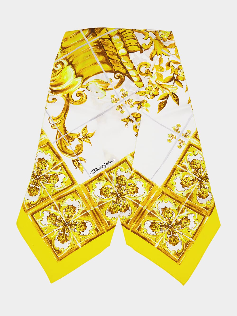 Dolce & Gabbana Silk Twill Scarf with Majolica Print | Fashion Clinic