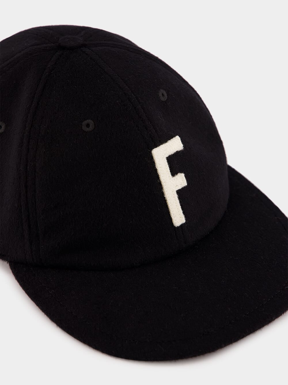 Fear Of God Essentials Black Wool Baseball Cap with Felt Letter ...