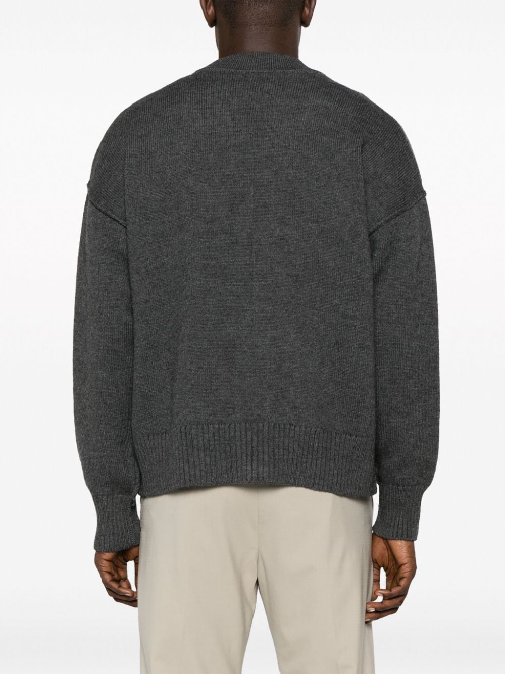 Ami Paris Ami De Coeur Monogram Motif Virgin-Wool Cardigan | Fashion Clinic