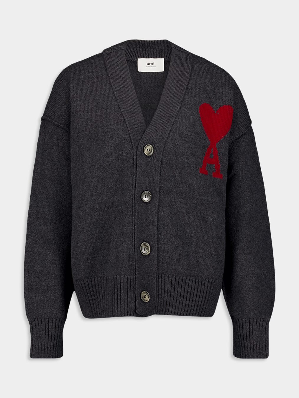 Ami Paris Ami De Coeur Monogram Motif Virgin-Wool Cardigan | Fashion Clinic