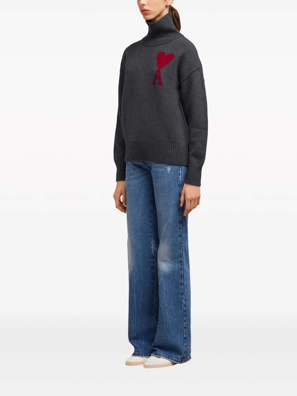 Ami Paris Monogram Motif Intarsia-Logo Wool Jumper | Fashion Clinic