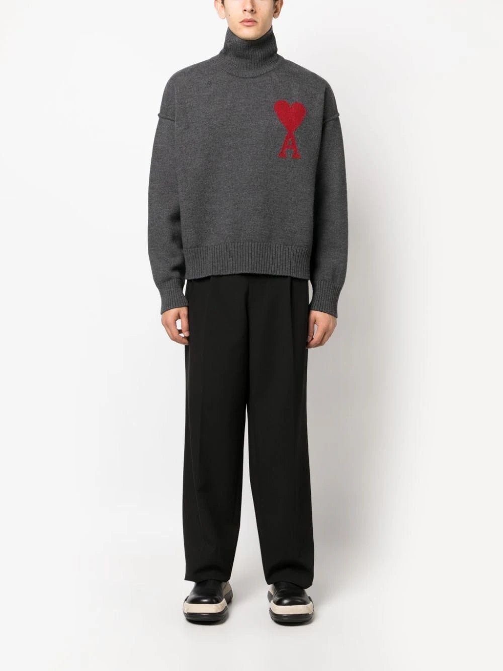 Ami Paris Monogram Motif Intarsia-Logo Wool Jumper | Fashion Clinic