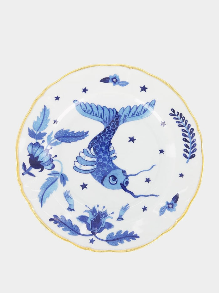 Bitossi Blue Fish Dessert Plate | Fashion Clinic