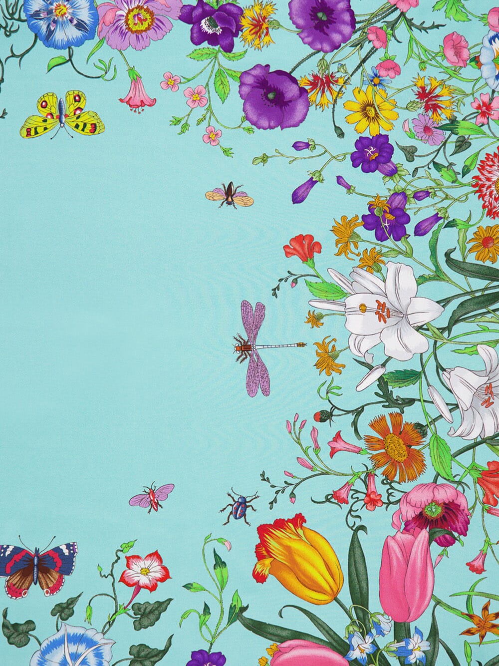 Gucci Flora Print Silk Carré Multicolour, Blue | Fashion Clinic