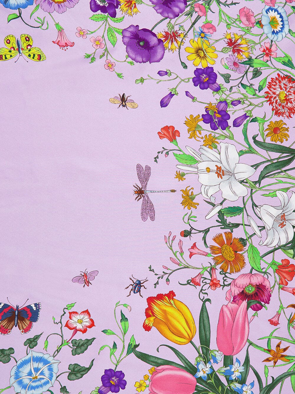 Gucci Flora Print Silk Carré Multicolour, Purple | Fashion Clinic