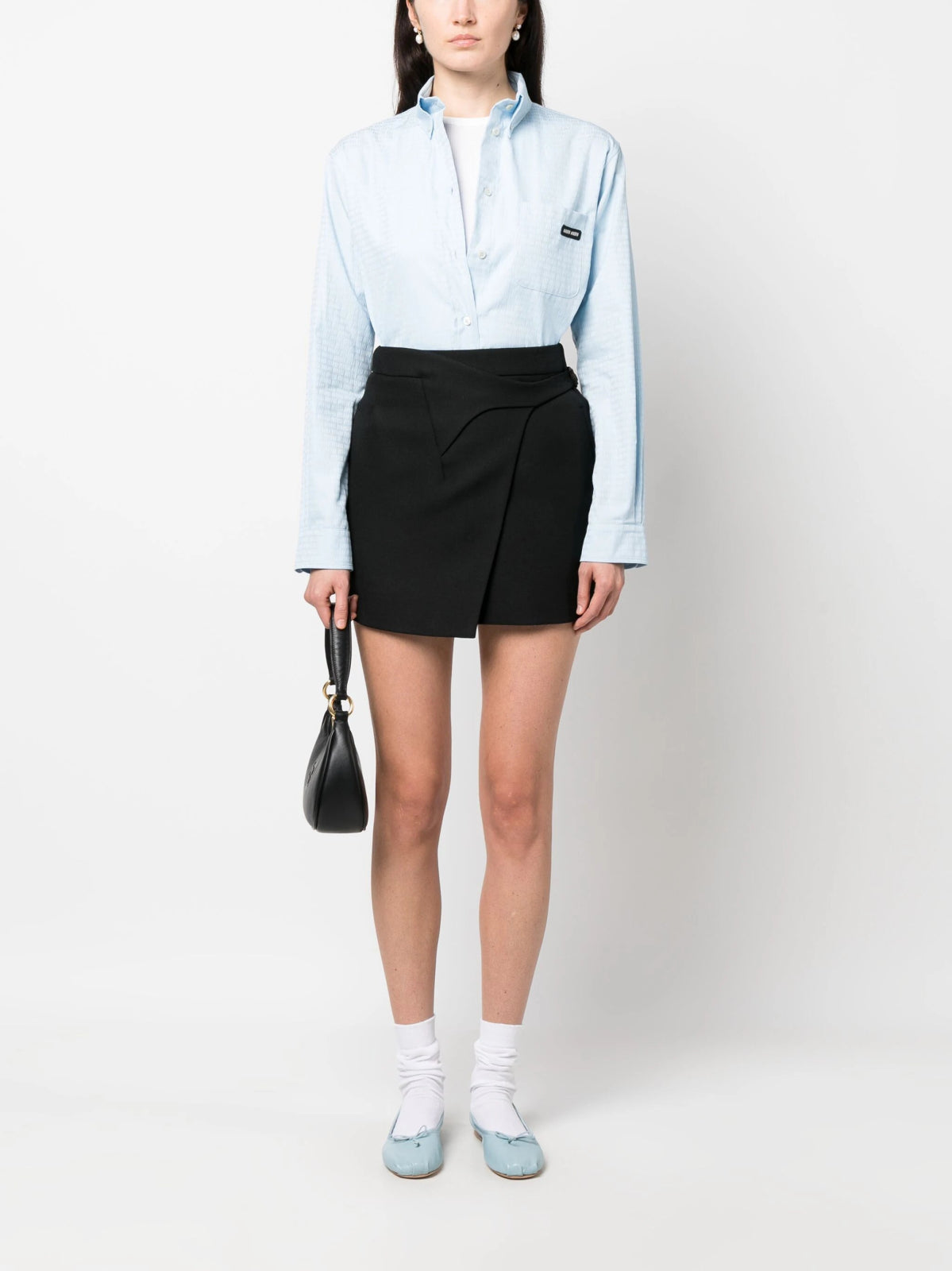 Miu Miu Logo-Print Long-Sleeve Poplin Shirt | Fashion Clinic
