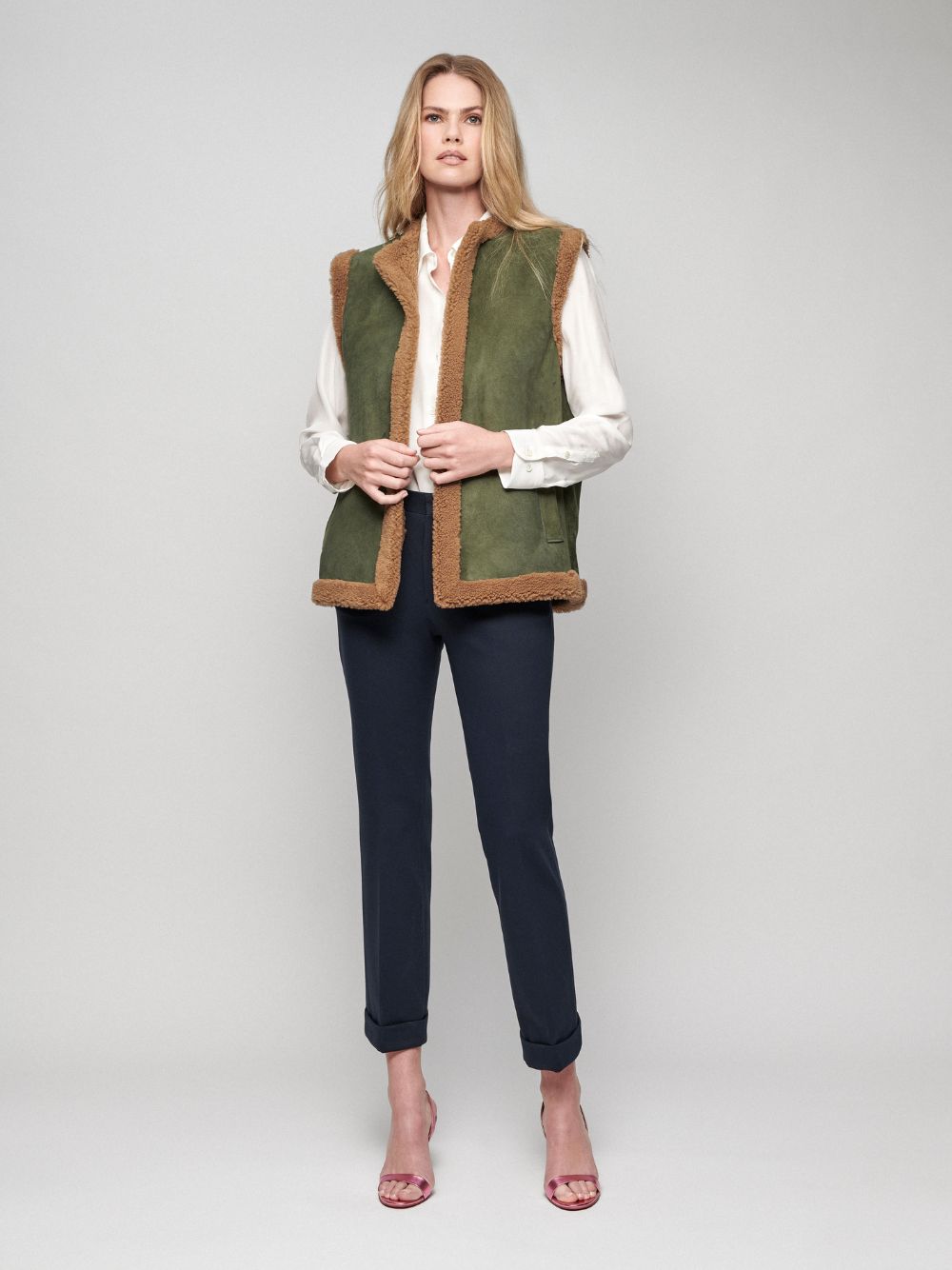 Paula Odoria Shearling Vest With Embroidered Patch | Fashion Clinic